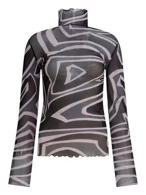Emilio Pucci Labirinto Print Tulle T-shirt - Black