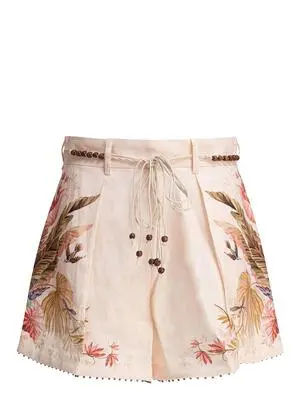Zimmermann Ascension Linen Shorts - Pink