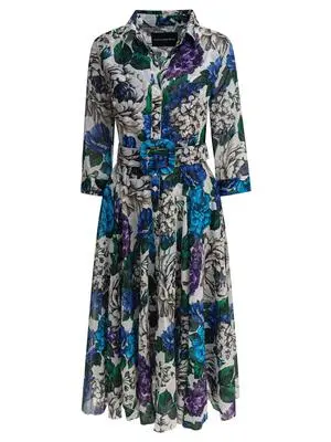 Samantha Sung Floral Print Shirtdress - Blue