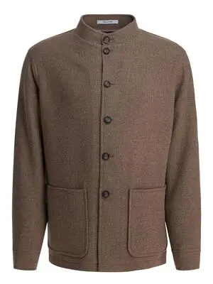 Tagliatore Band Collar Jacket - Brown