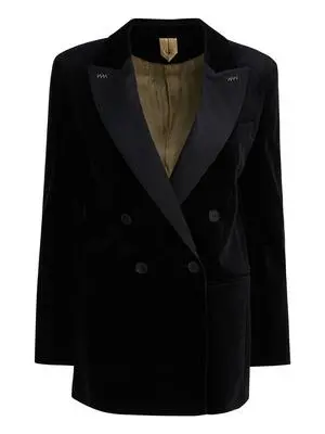 Max Mara Double-breasted Velvet Blazer - Black