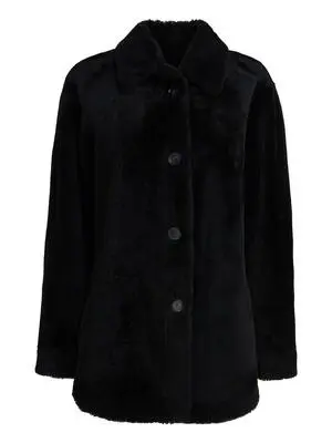 SEMPER Long Reversible Leather Coat - Black