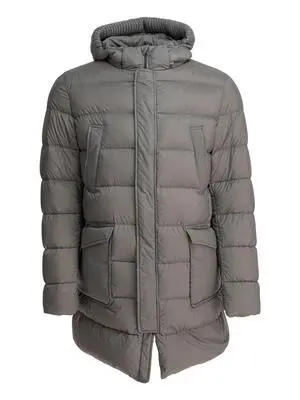 Herno Long Down Jacket With Hood - Grey
