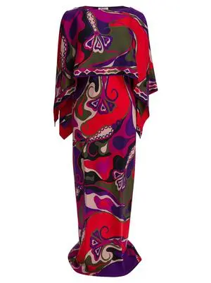 Emilio Pucci Orchidee Print Silk Long Dress - Purple