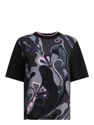 Emilio Pucci Cotton And Silk T-shirt With Print - Black