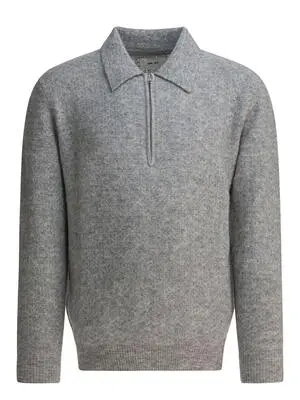 NN.07 Alfie Alpaca Blend Polo Sweater - Grey