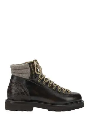 Brunello Cucinelli Leather Lace-up Ankle Boots - Brown