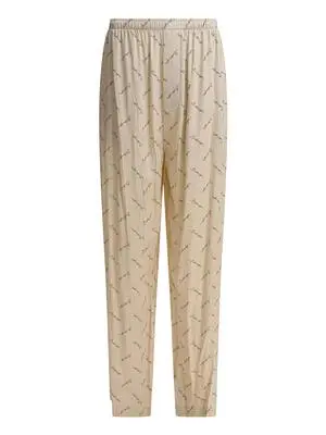 Balenciaga Logo Printed Pants - Beige