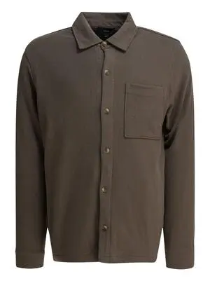 Vince Cotton Suede Overshirt Jacket - Brown