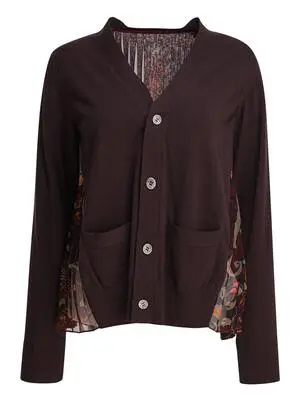 Sacai Floral Print Cardigan - Brown