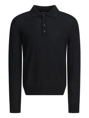TOM FORD Long Sleeved Polo Shirt - Black