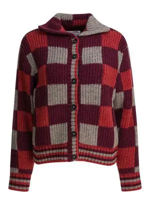 Filson Checkered Wool Cardigan - Bordeaux