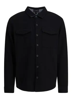 Vince Cotton Blend Overshirt Jacket - Blue