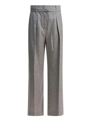 Brunello Cucinelli Wide-leg Wool-cashmere Pants - Grey