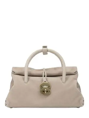 ZANELLATO Suede And Grained Leather Handbag - Beige