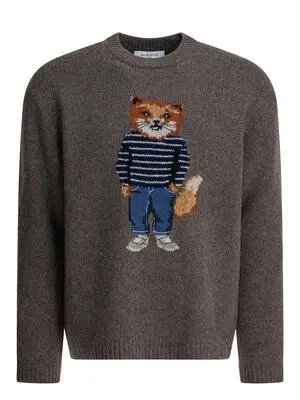 Maison Kitsuné Dressed Fox Wool Sweater - Grey