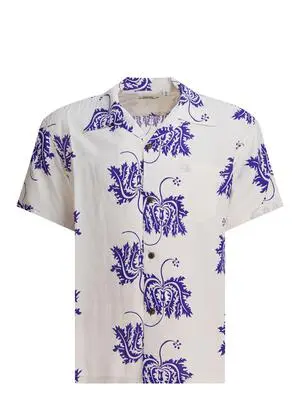 SUN SURF Hibiscus Coral' Shirt - White