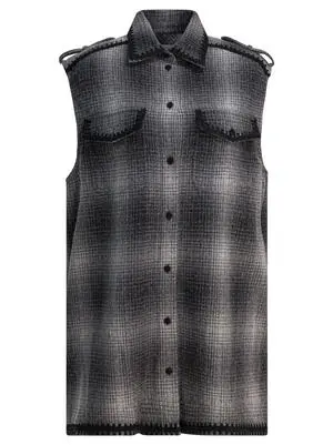 GOLDEN GOOSE Wool-blend Chemisier Shirt Dress - Grey