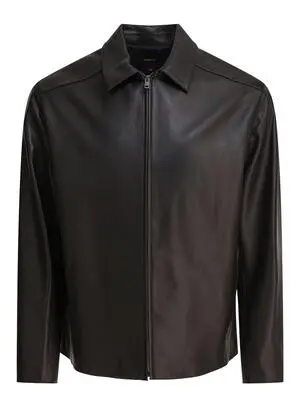 Vince Leather Zip-up Jacket - Black