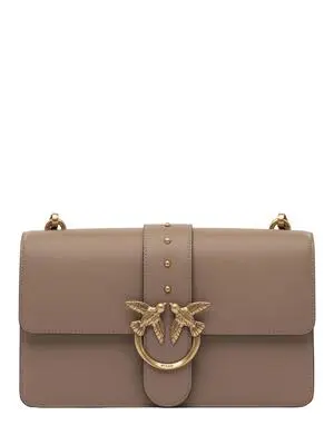 Pinko Leather Crossbody Bag - Beige