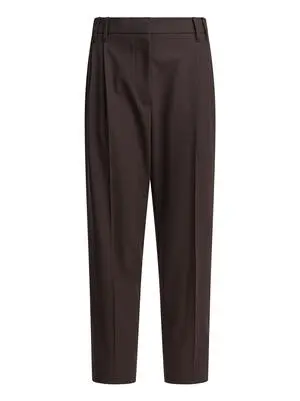 Brunello Cucinelli Slouchy Virgin Wool Blend Pants - Brown