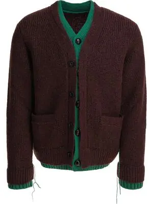 Sacai Wool Blend Cardigan - Brown