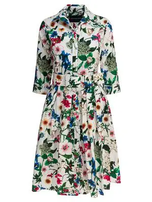Samantha Sung Floral Print Cotton Dress - White