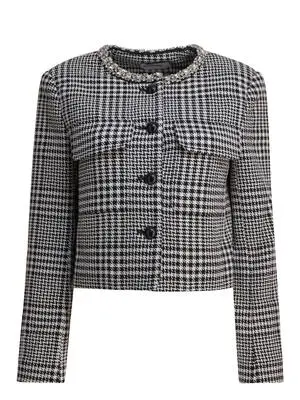 SELF-PORTRAIT Houndstooth Blazer - Black