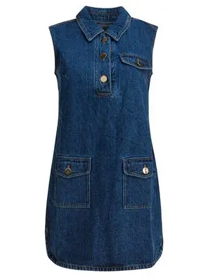 SELF-PORTRAIT Denim Mini Dress - Blue
