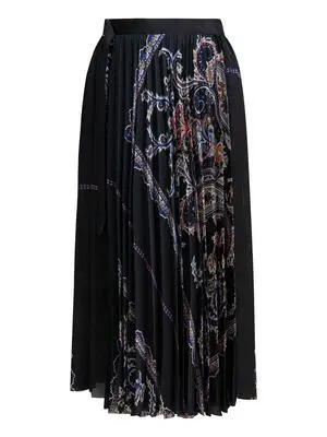 Sacai Pleated Skirt With Paisley Print - Black