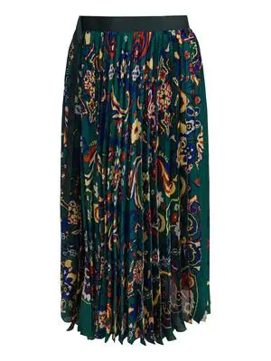 Sacai Floral Print Pleated Skirt - Green