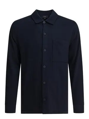 Vince Cotton Suede Overshirt Jacket - Blue