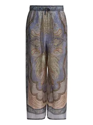 Zimmermann Silk Habotai 'wanderlust' Pants - Light Blue