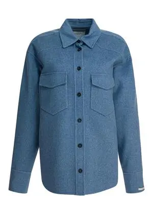 Max Mara Virgin Wool Overshirt Jacket - Light Blue