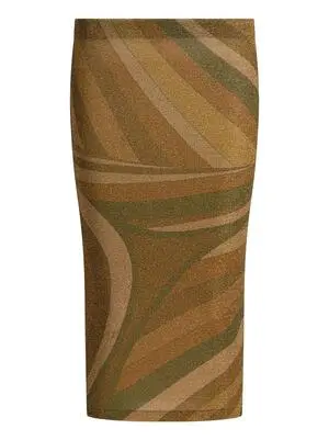 Emilio Pucci Iris Print Midi Skirt - Gold