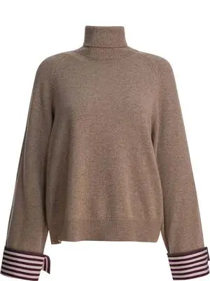 Brunello Cucinelli Cashmere Turtleneck Sweater With Monili Detail - Brown