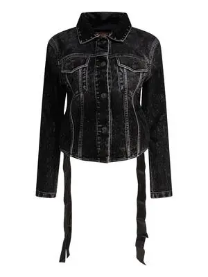 Balenciaga Denim Jacket With Lace-up Back - Black