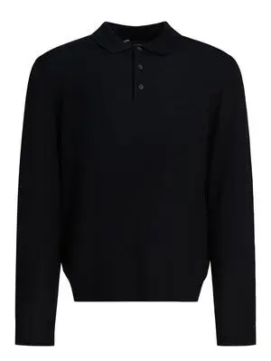 Vince Merino Wool Polo Shirt - Black
