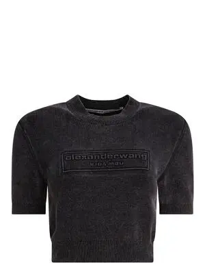 Alexander Wang Logo Cropped T-shirt - Black