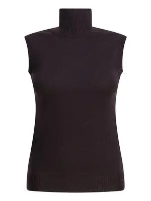 Max Mara Mock Neck Sleeveless Top - Brown