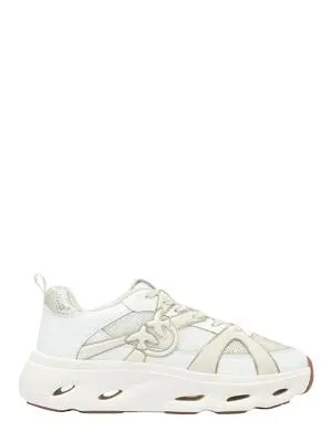 Pinko Leather And Mesh Sneakers - White