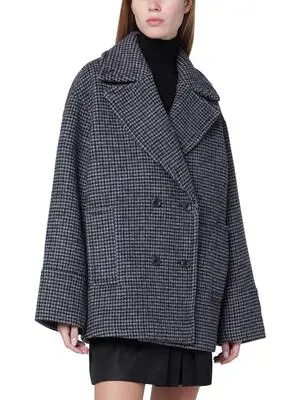Calvin Klein Double-breasted Houndstooth Coat - Grey
