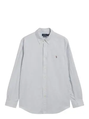 Polo Ralph Lauren Light /white Striped Oxford Shirt Custom Fit - Blue