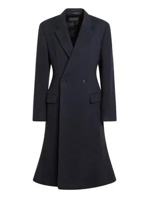 Balenciaga Midi Godet Wool Coat - Blue