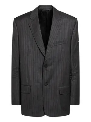 Balenciaga Pinstripe Wool Single Breasted Jacket - Grey