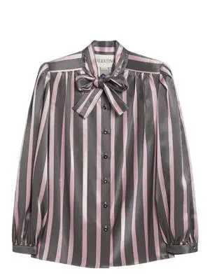 Valentino Garavani Striped Crepe De Chine Shirt - Pink