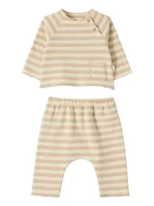 TEDDY & MINOU Two-piece Striped Knit Set - Beige