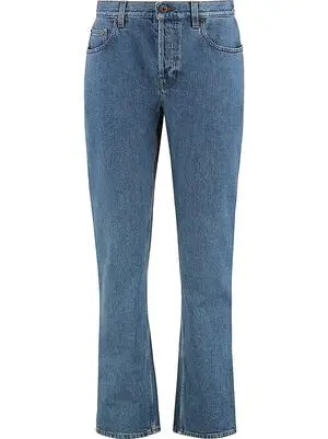 Burberry Straight Jeans In Stretch Cotton Denim - Blue