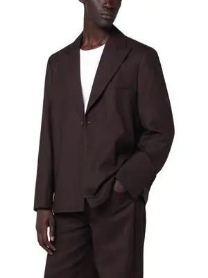 Séfr Seydou Jacket In Wool Blend Twill - Brown