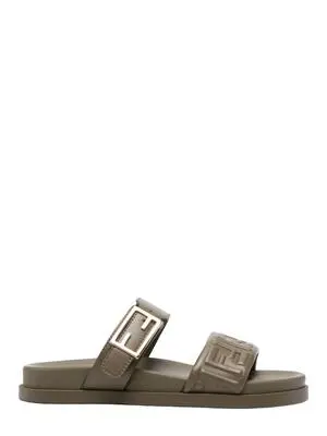 Fendi Feel Leather Sandals - Green
